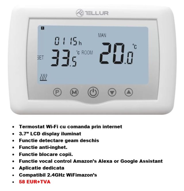 Termostat programabil smart WiFi - solare-RO